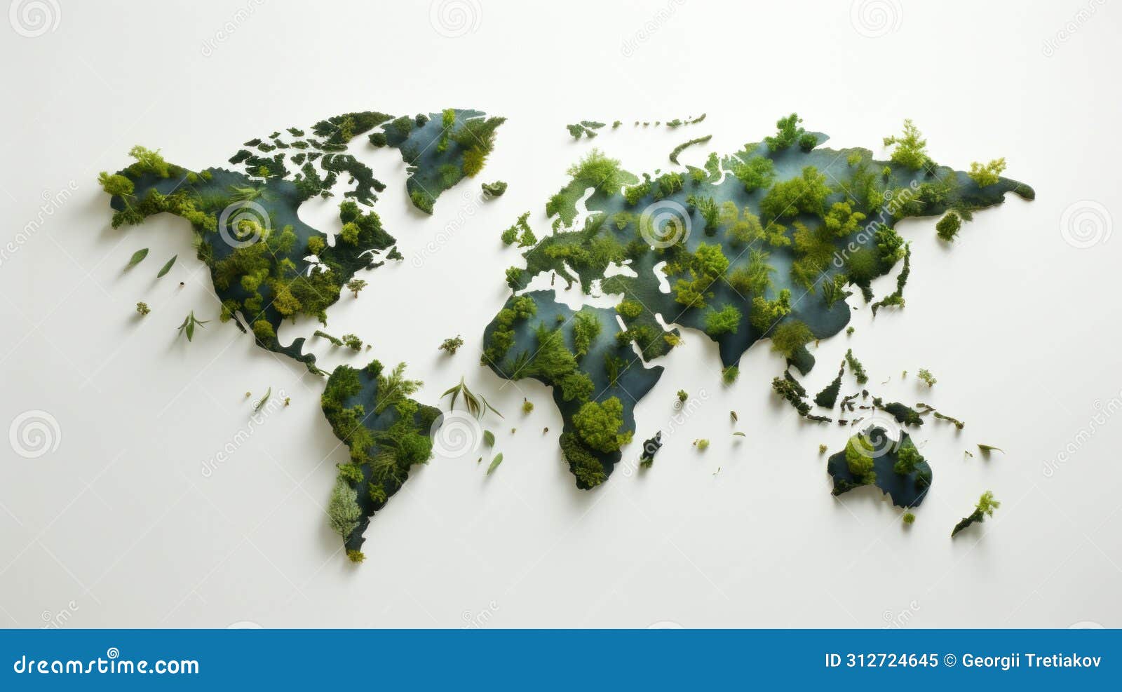 Green World Map Art Installation Stock Illustration - Illustration of ...