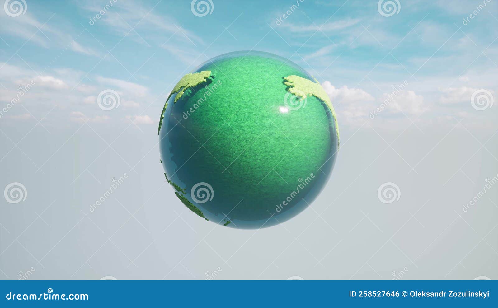 Green World Map Earth Rotate on Cloud Back Environment Nature Blue ...