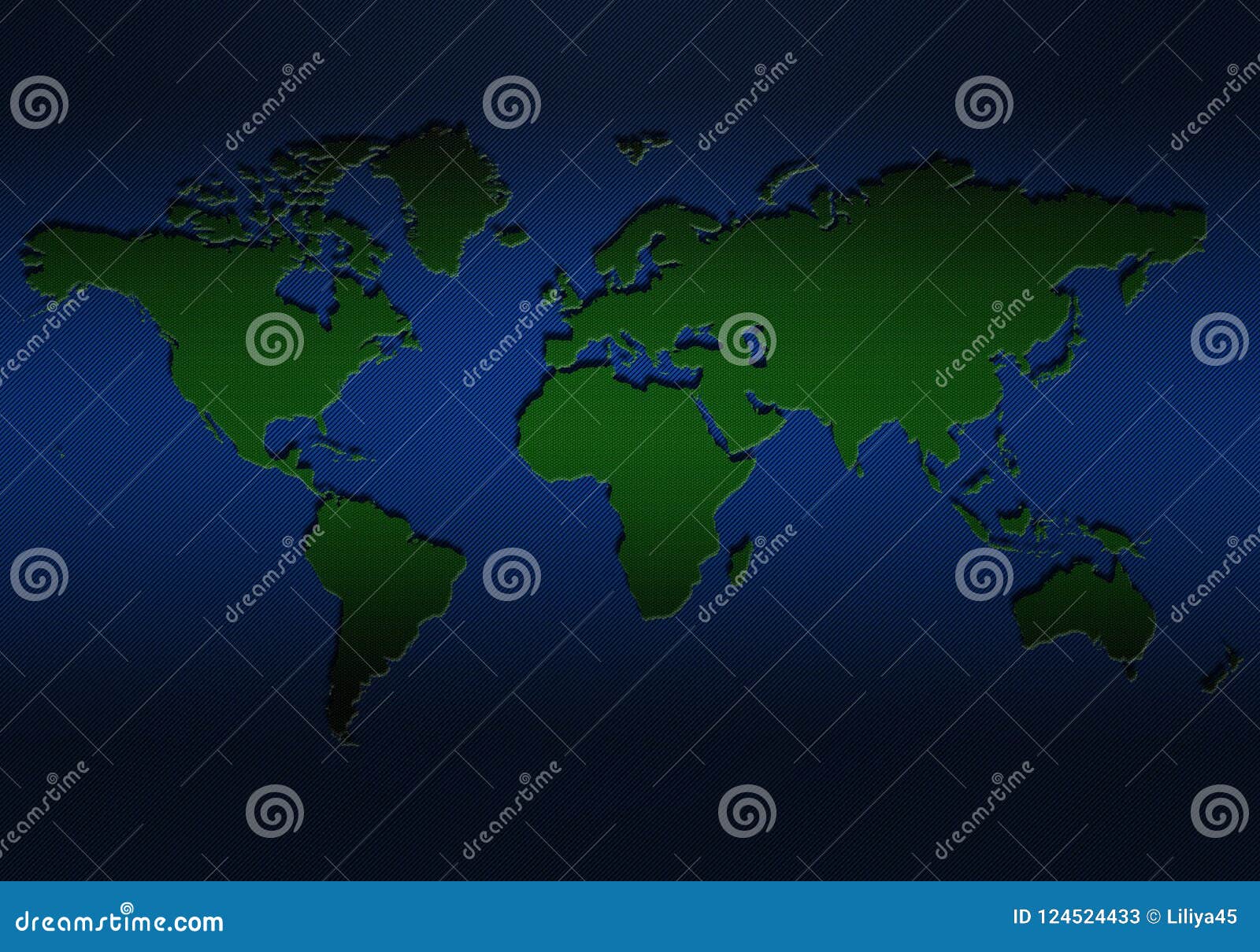 Green World Map with Flat, Textured Design Stock Illustration ...