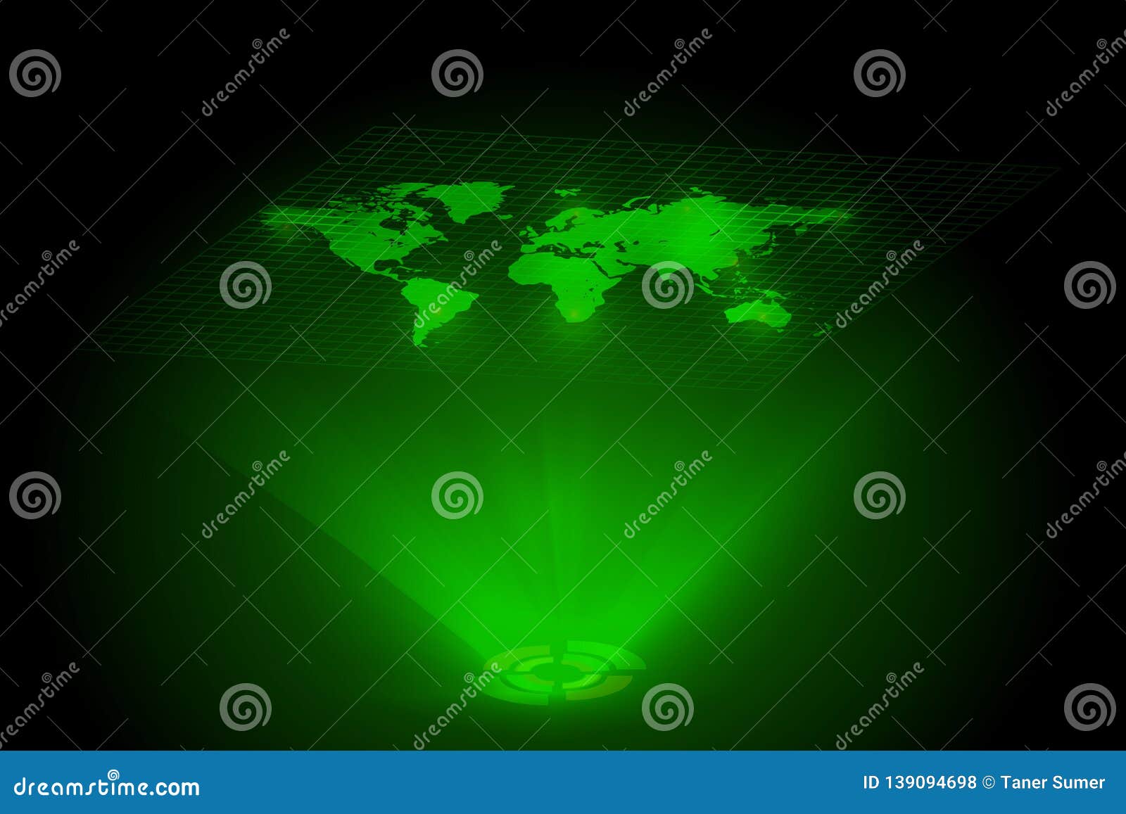 Green World Map Global Hologram, Vector Stock Vector - Illustration of ...