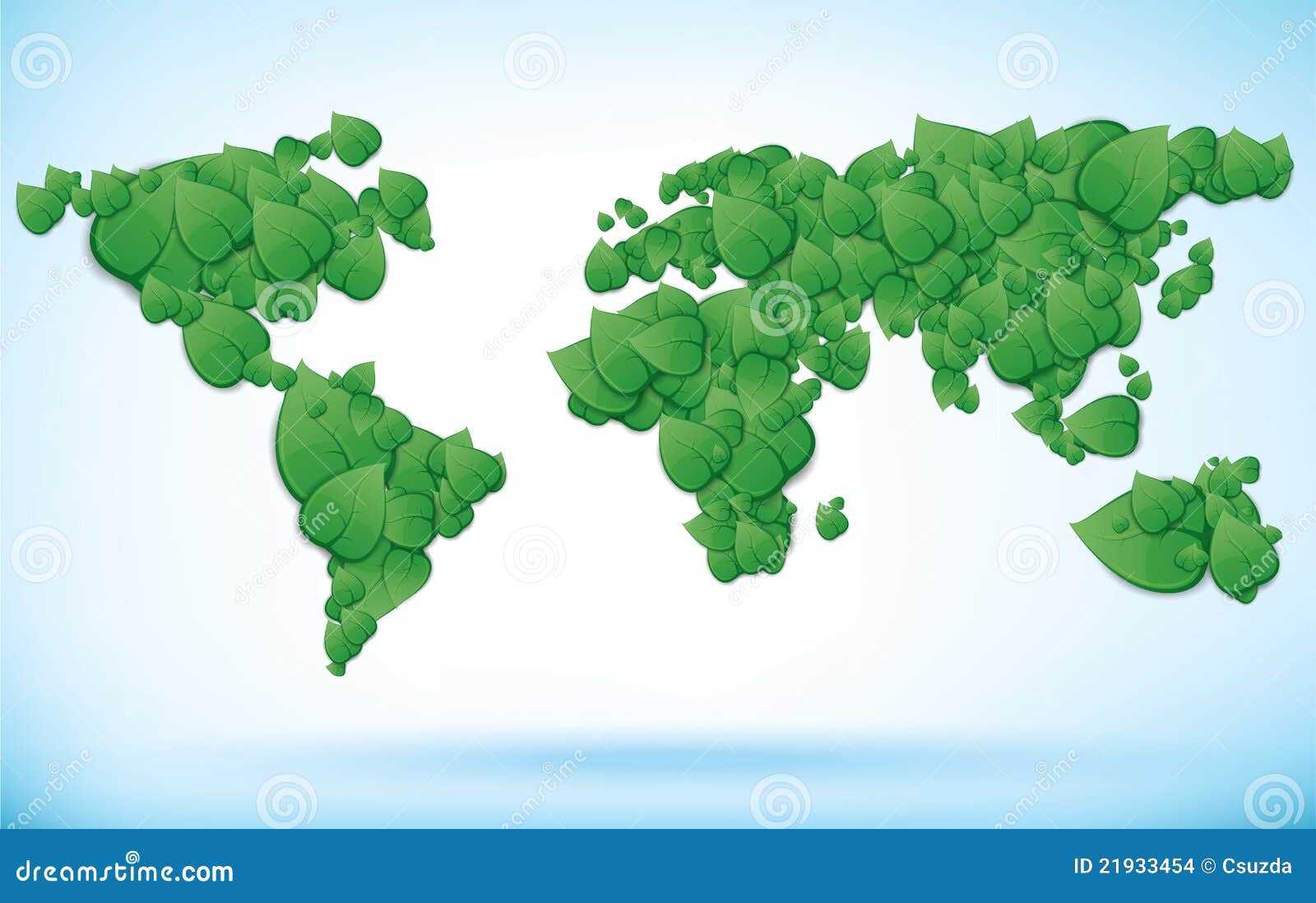 Green World Map with Leaves Stock Vector - Illustration of world ...