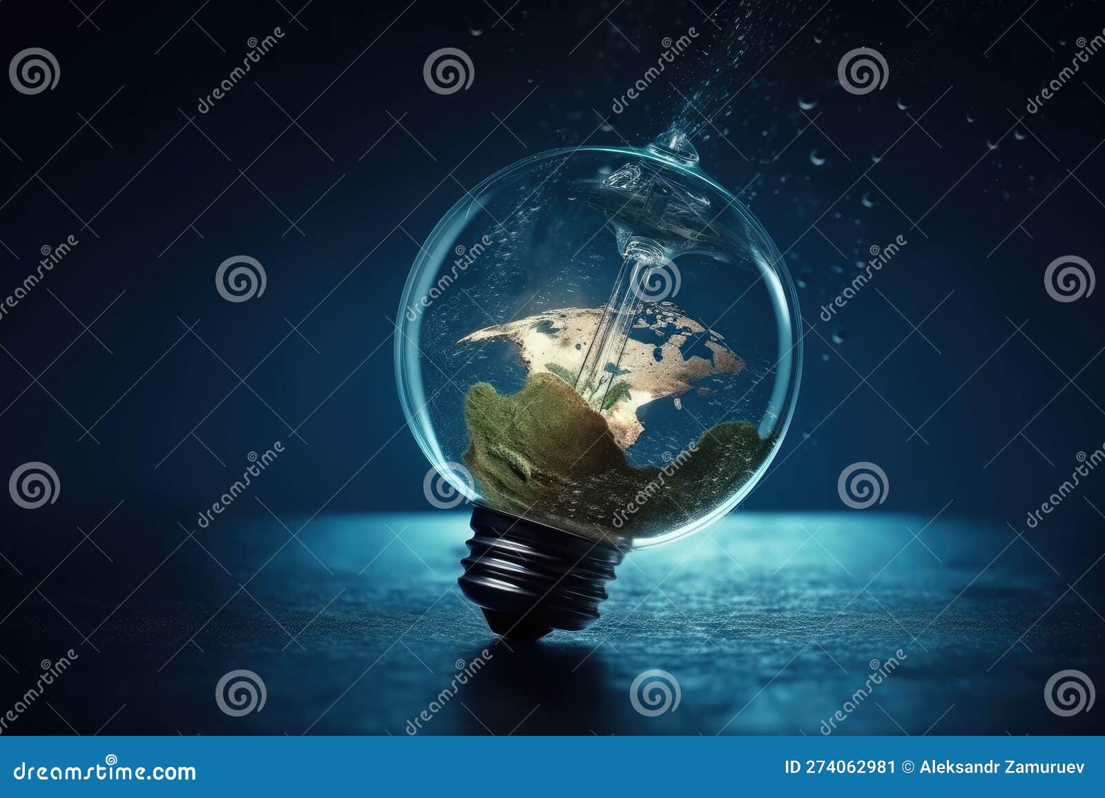 The Green World Map is on a Light Bulb Falling Down. Global Warming ...