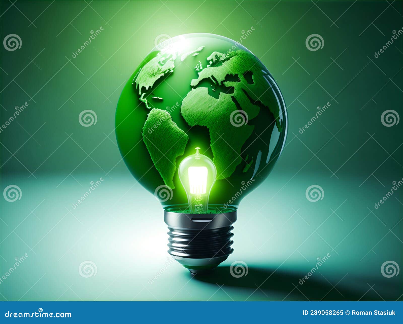 The Green World Map is on a Light Bulb that Represents Green Energy ...