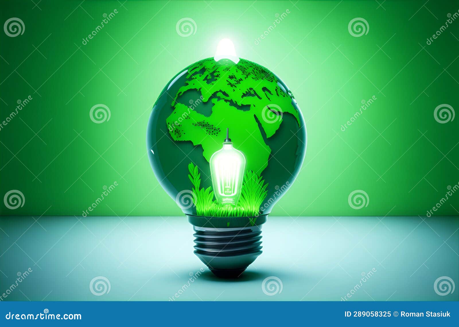 The Green World Map is on a Light Bulb that Represents Green Energy ...