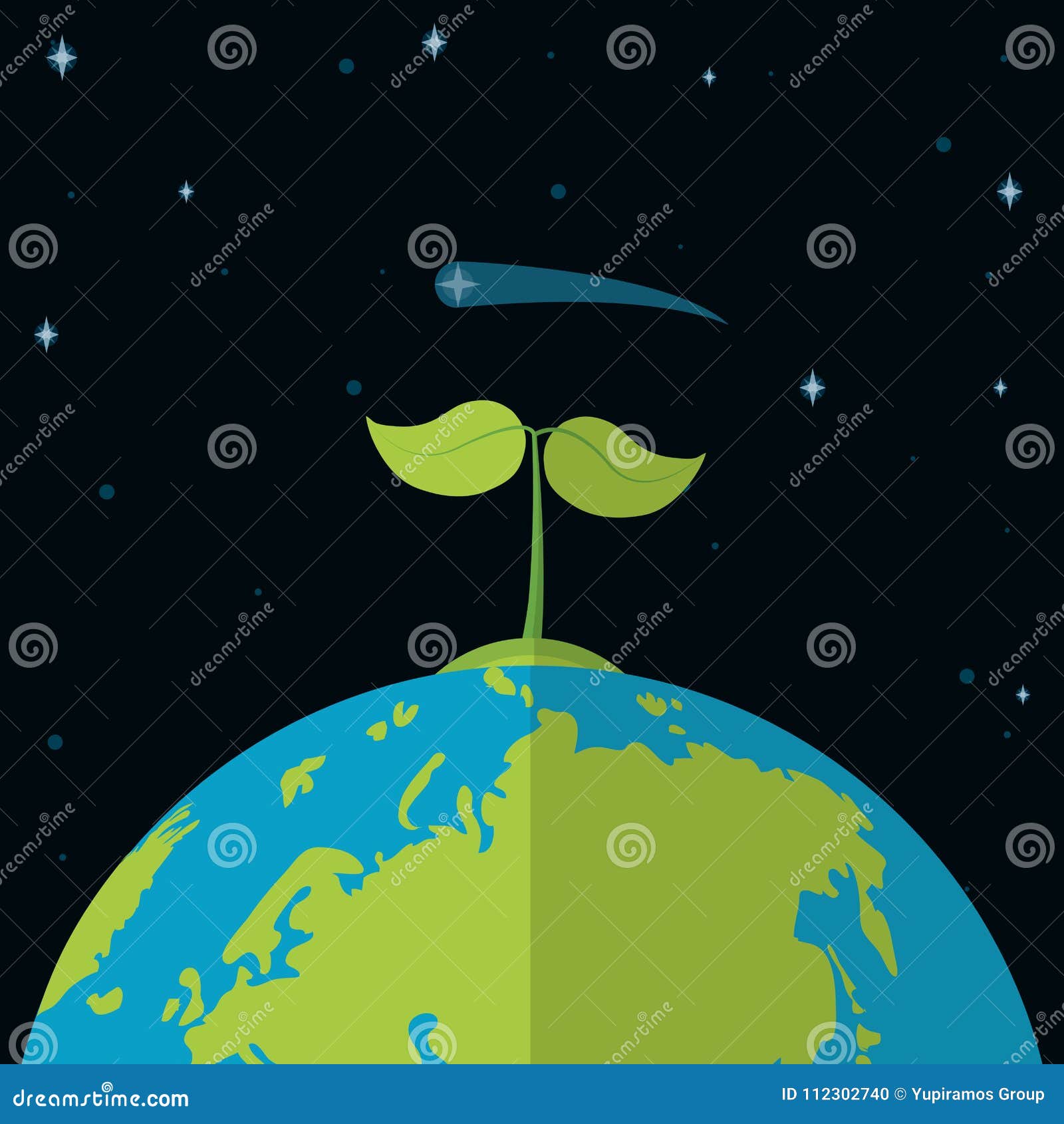 Green world in space stock vector. Illustration of design - 112302740
