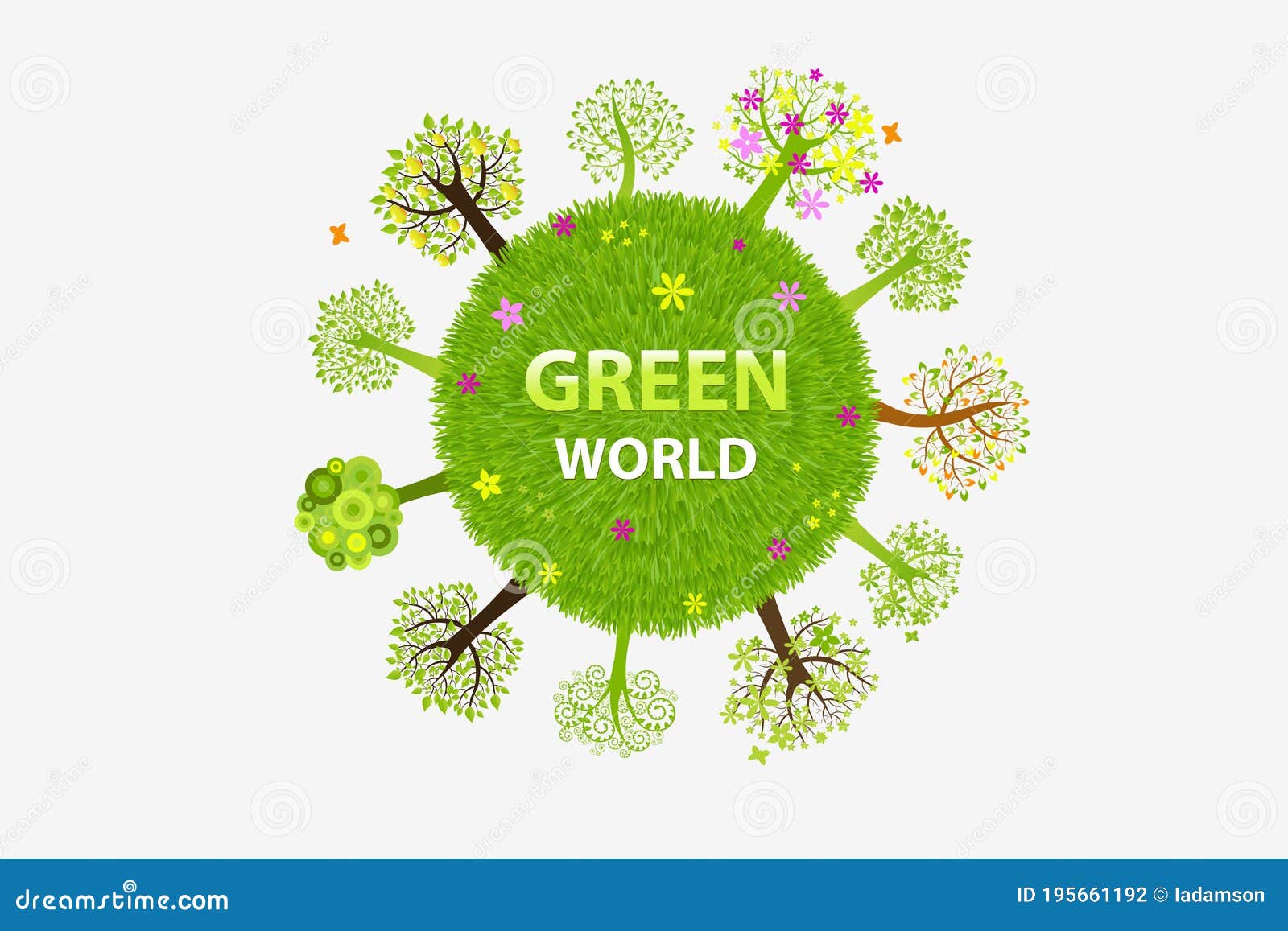 Green World stock vector. Illustration of botanical - 195661192