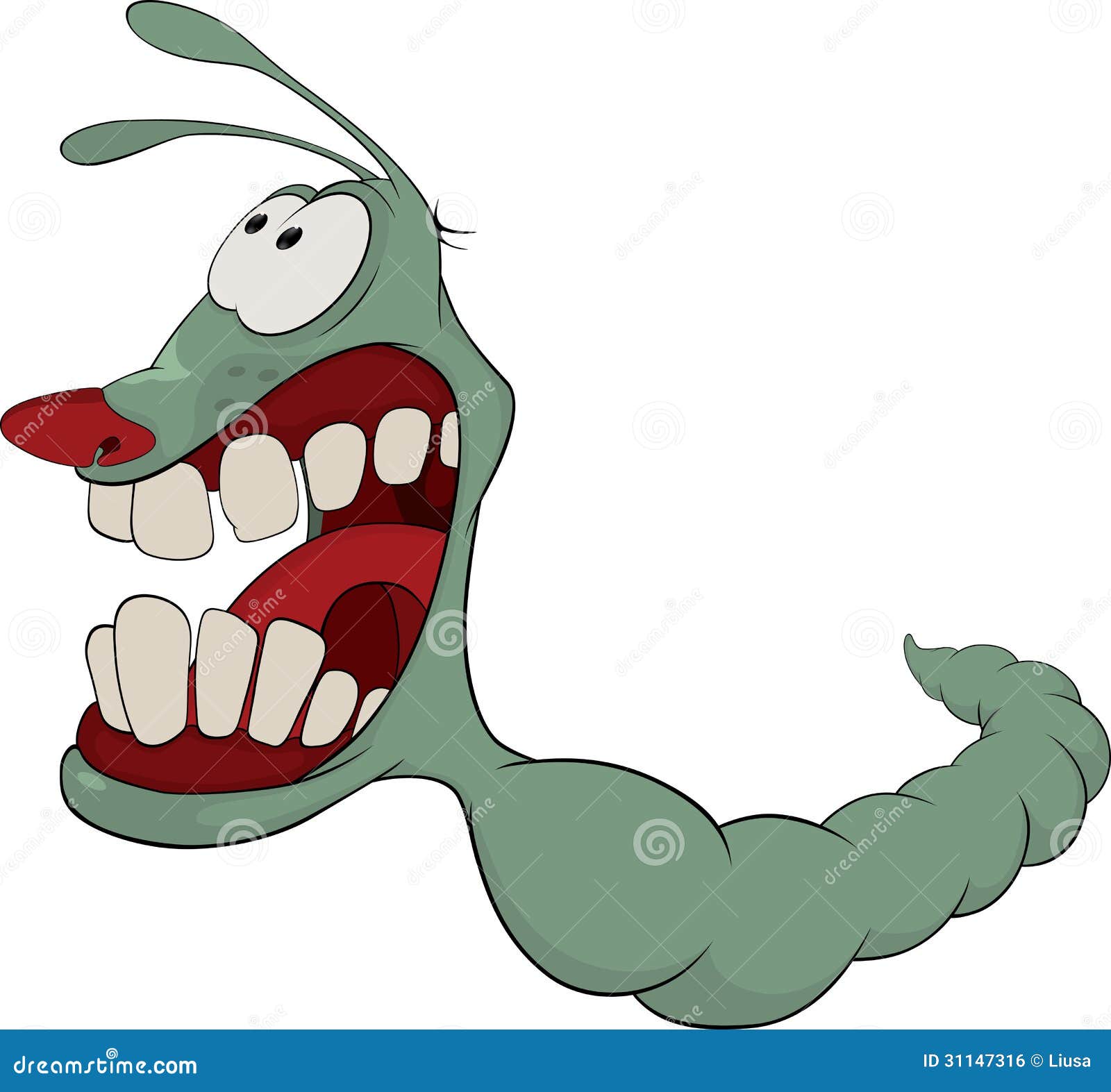 Green worm. Cartoon stock vector. Illustration of garden - 31147316