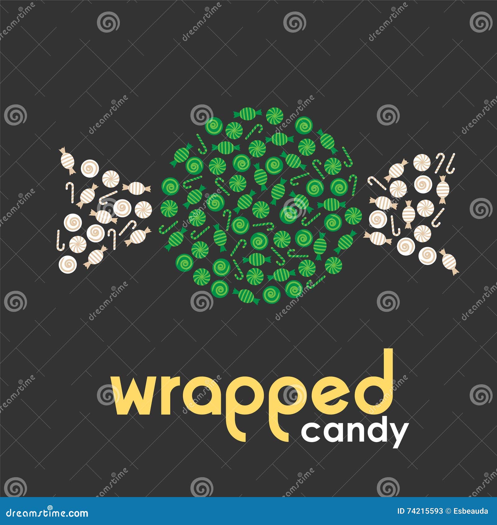 Green Wrapped Candy Made by Candies Stock Vector - Illustration of ...