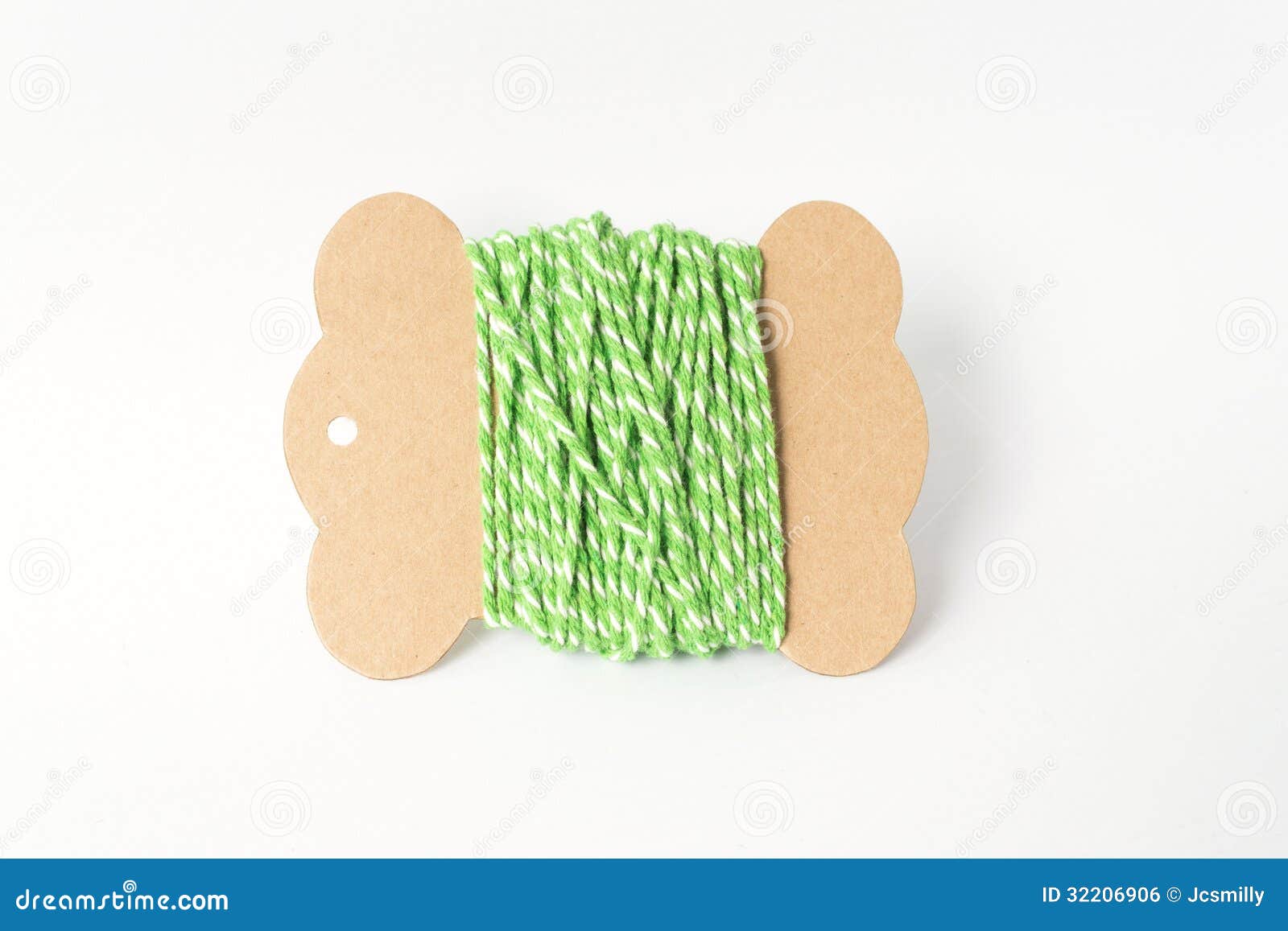 Green Yarn Thread Roll on Paper Stock Photo - Image of material, home ...