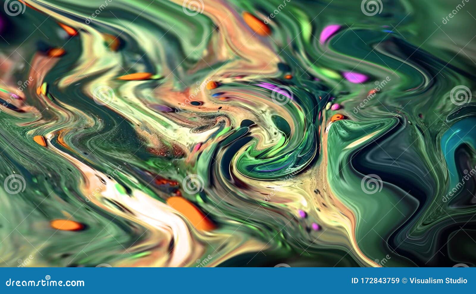 Green and Yellow Abstract Liquid Metallic Reflection Color Gradient ...