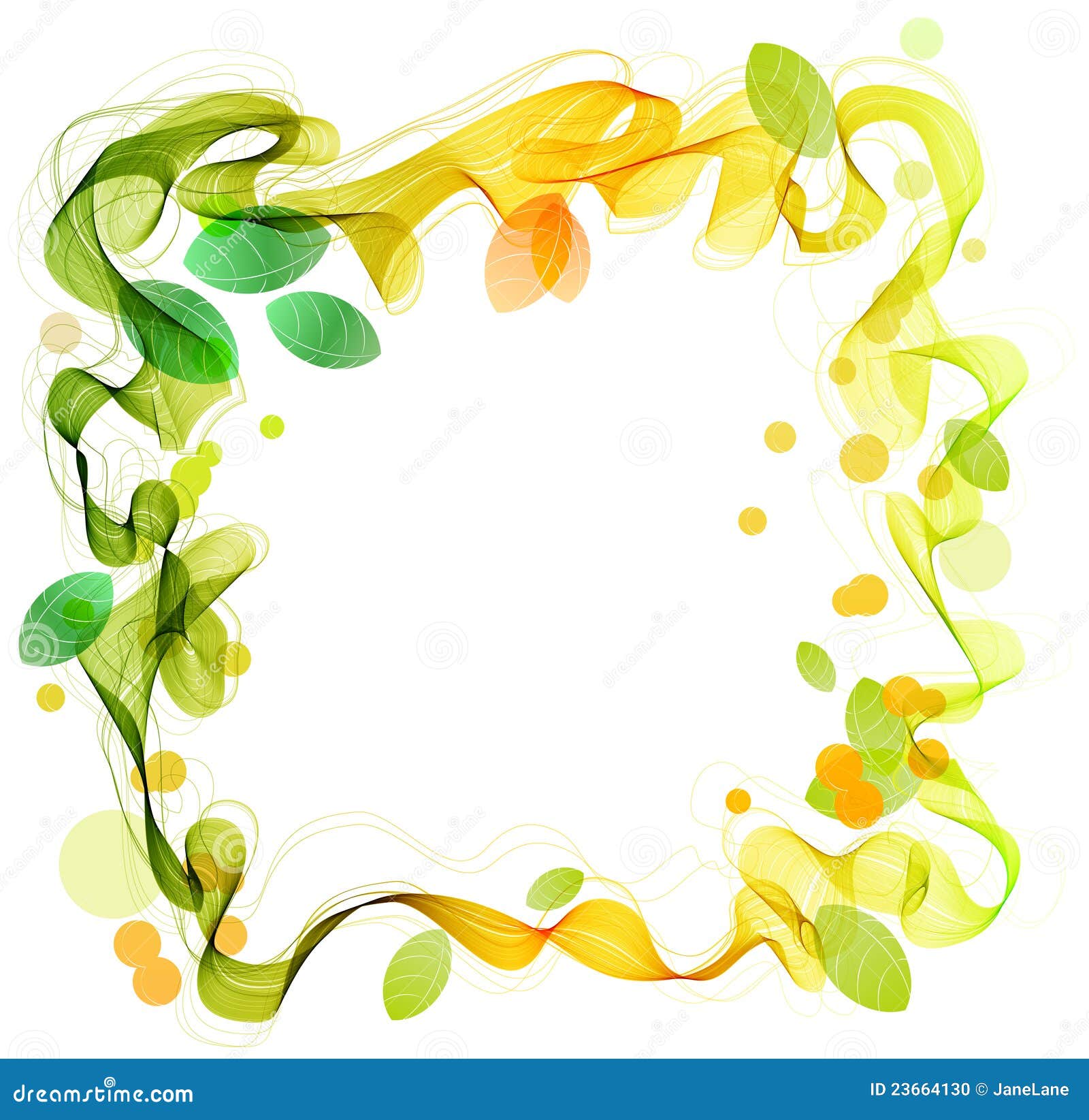 Green and Yellow Abstract Wave with Leaf Stock Vector - Illustration of ...