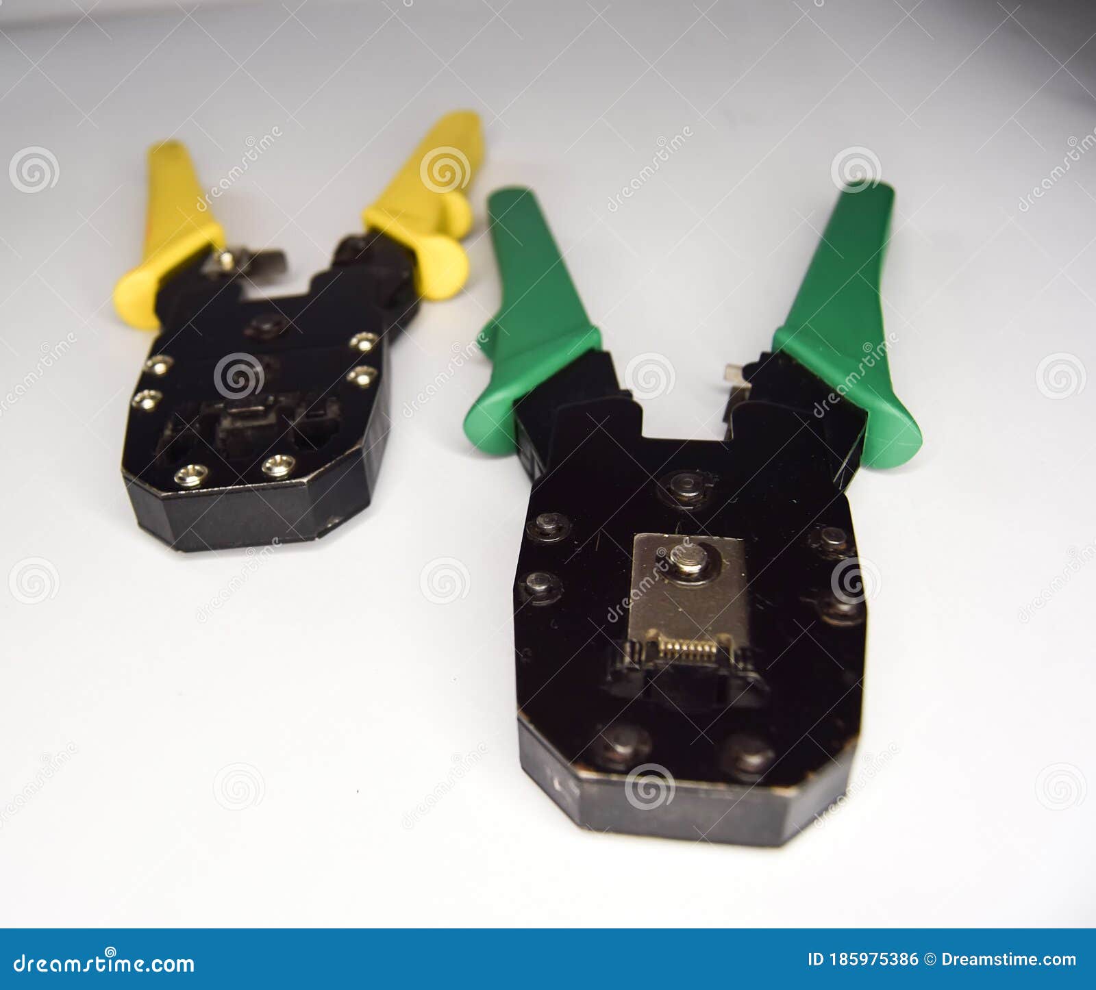 Green and Yellow Adjustable Wire Stripper Isolated on a White ...