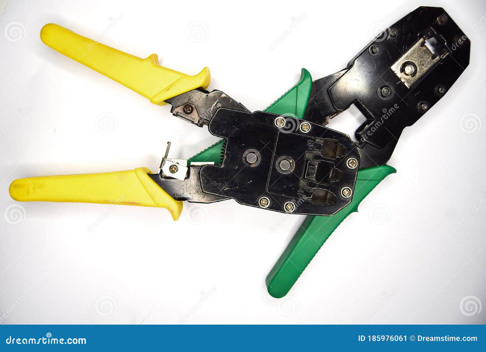 Green and Yellow Adjustable Wire Stripper Isolated on a White ...