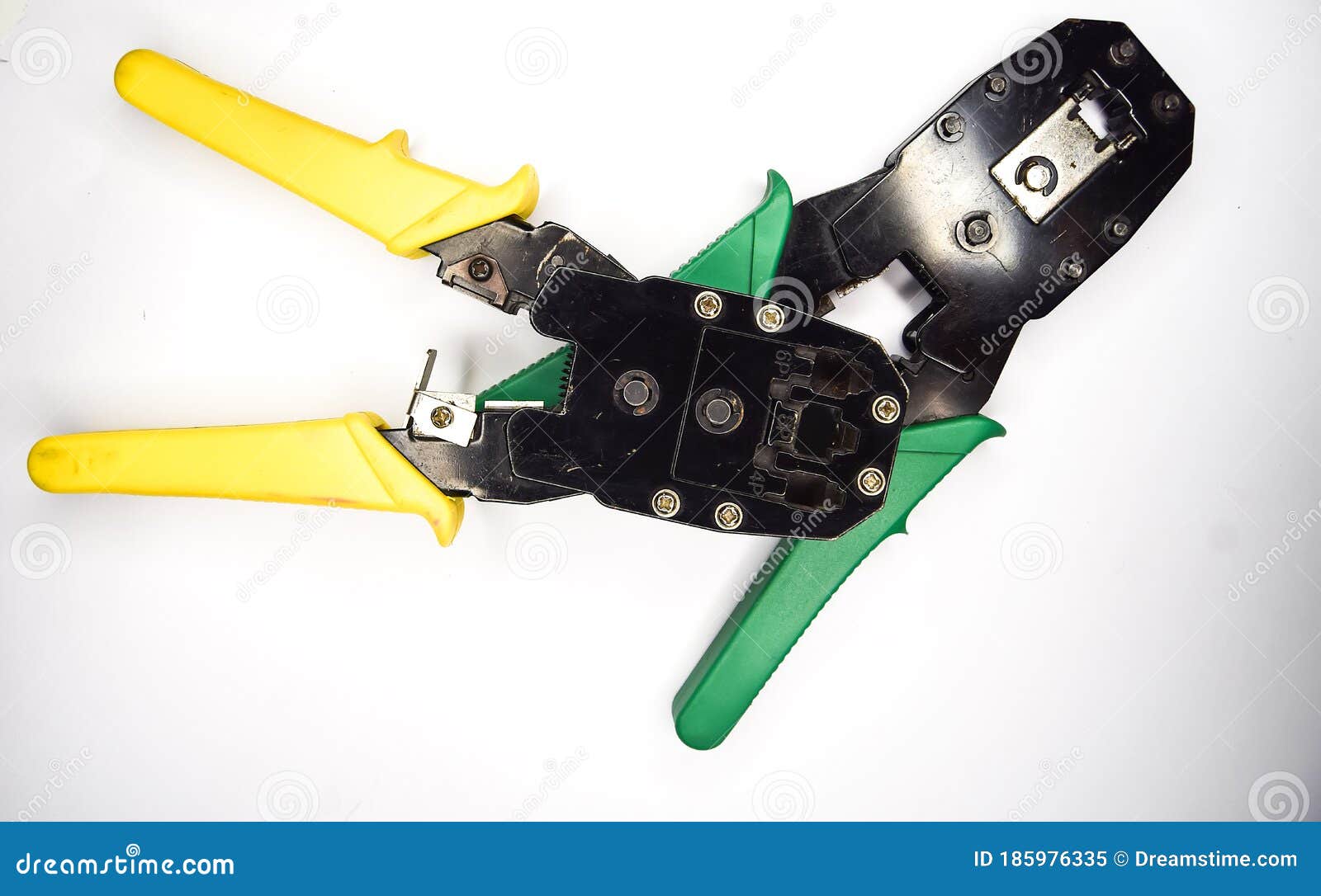 Green and Yellow Adjustable Wire Stripper Isolated on a White ...