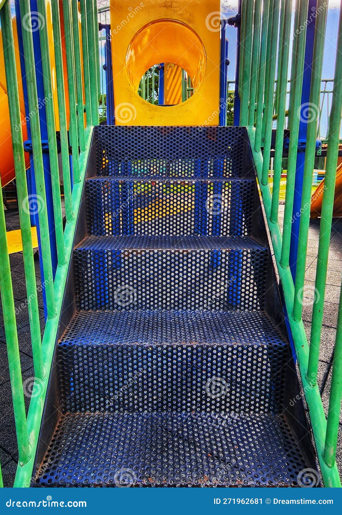 Green, Yellow and Blue Playground Stock Image - Image of yellow, play ...