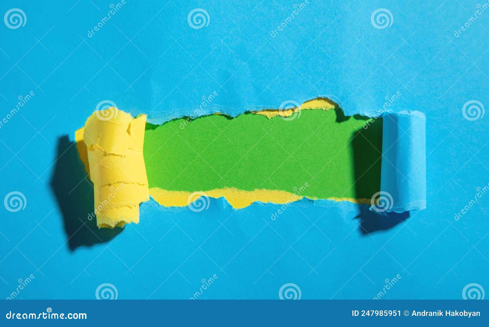 Green, Yellow, Blue Torn Paper. Space for Your Text Stock Image - Image ...