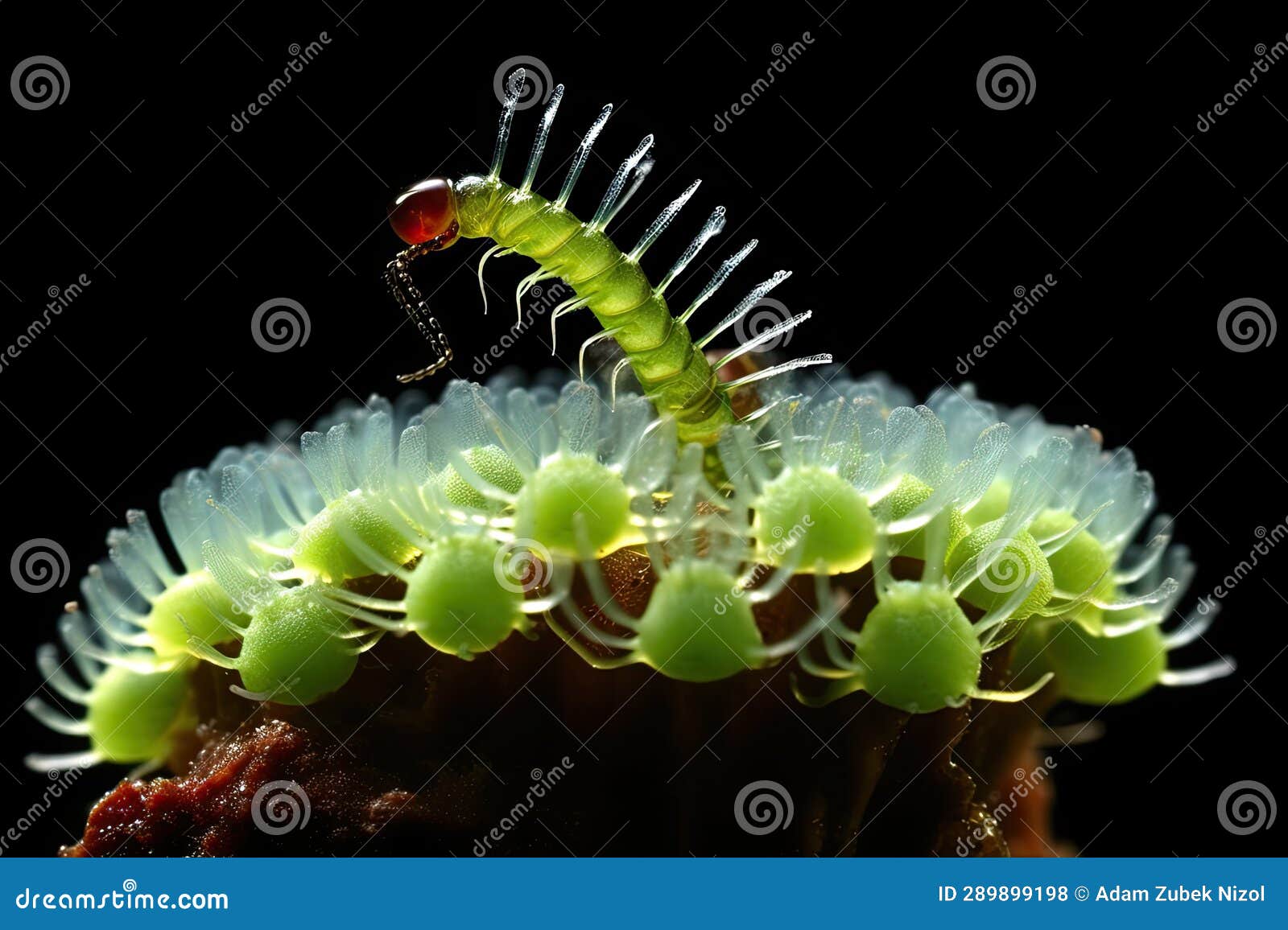 Green Centipede On White Background Red Circle Warning Sign Cartoon ...