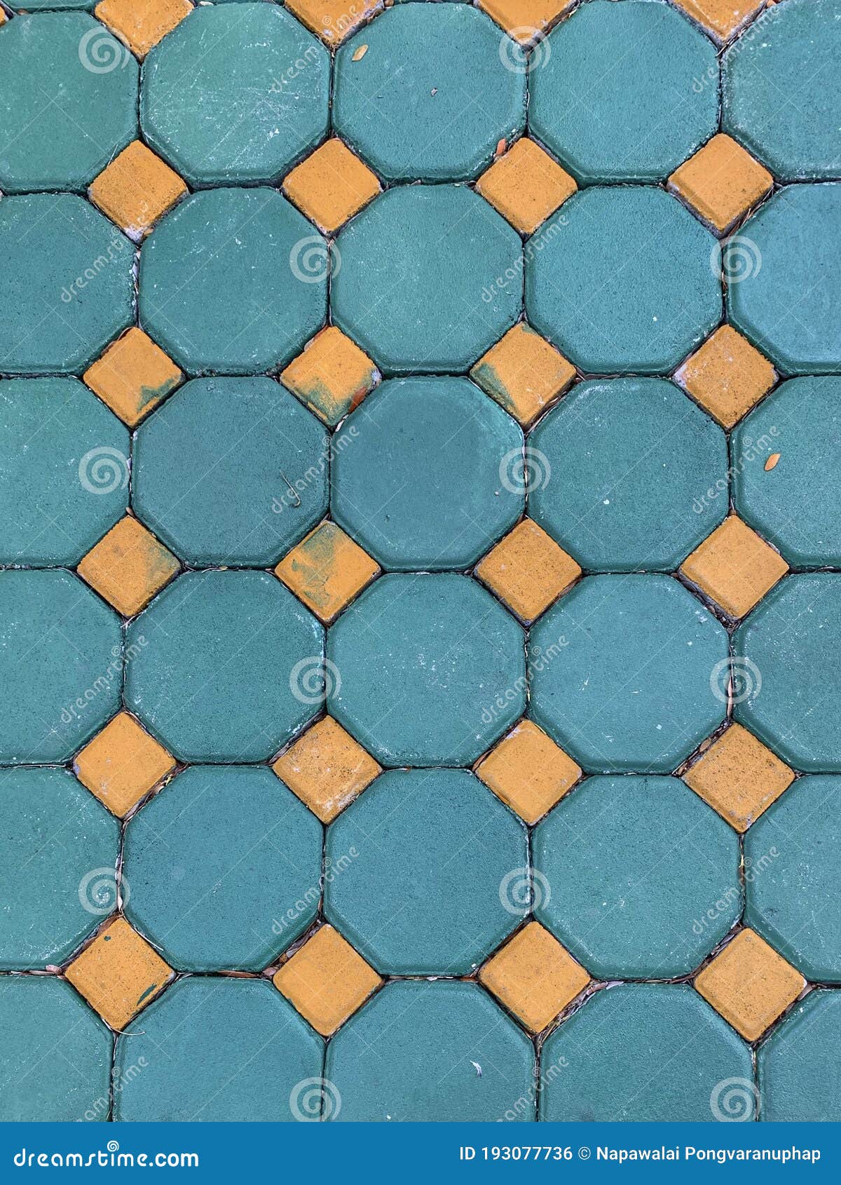 Green and Yellow Concrete Block Floor Pattern Stock Photo - Image of ...