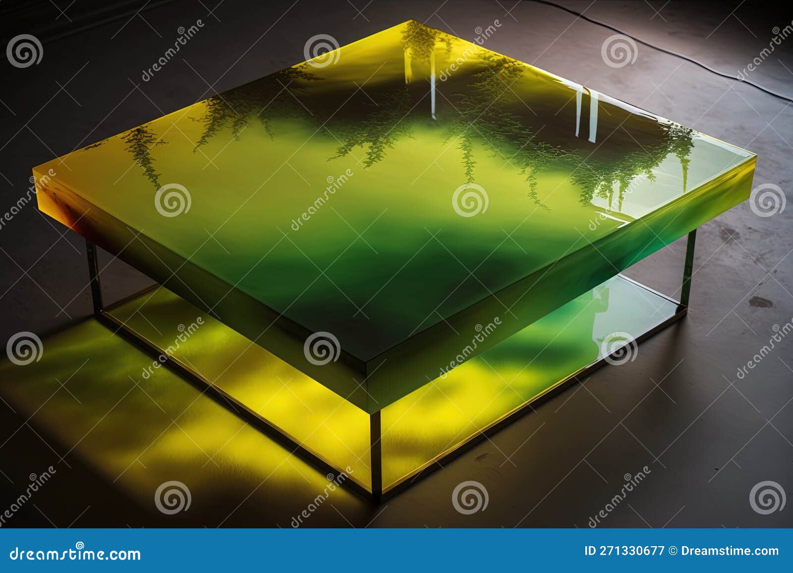 Green and Yellow Epoxy Resin Coffee Table. Generative AI Stock ...