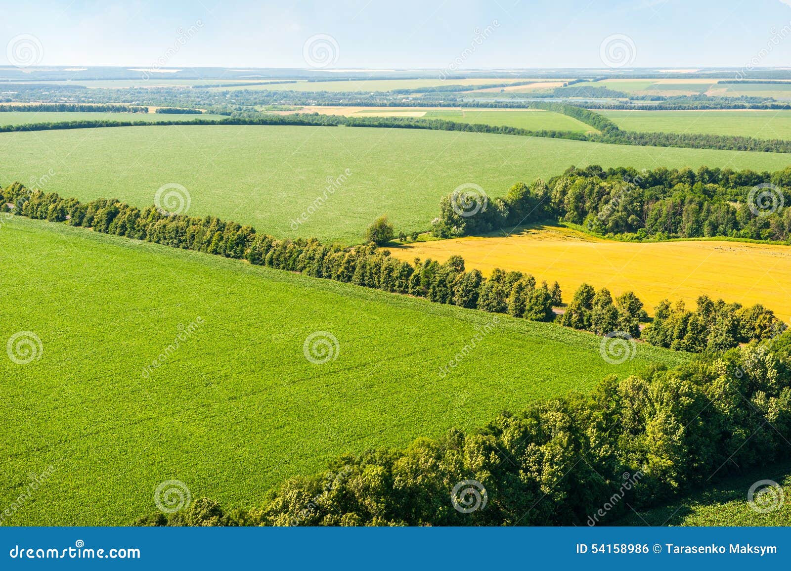 Green and Yellow Fields Above Aerial View Stock Photo - Image of ...