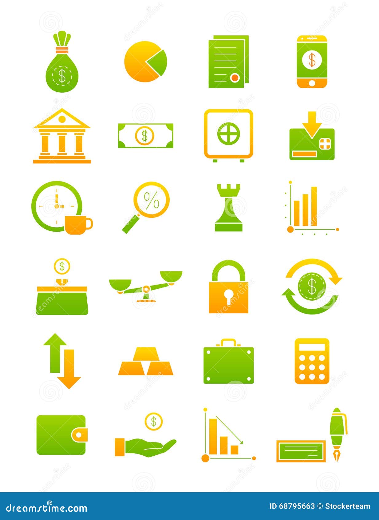 Green-yellow Finance Icons Set Stock Vector - Illustration of ...