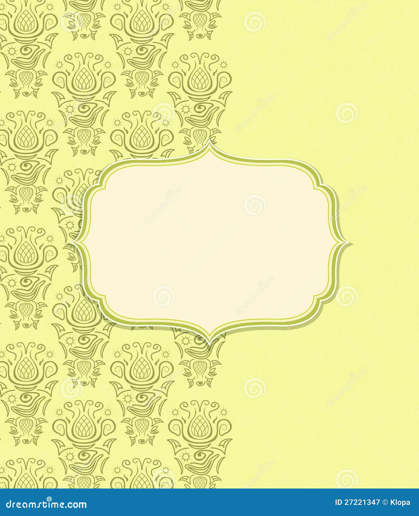 Green Yellow Invitation Card with Vignette Label Stock Vector ...