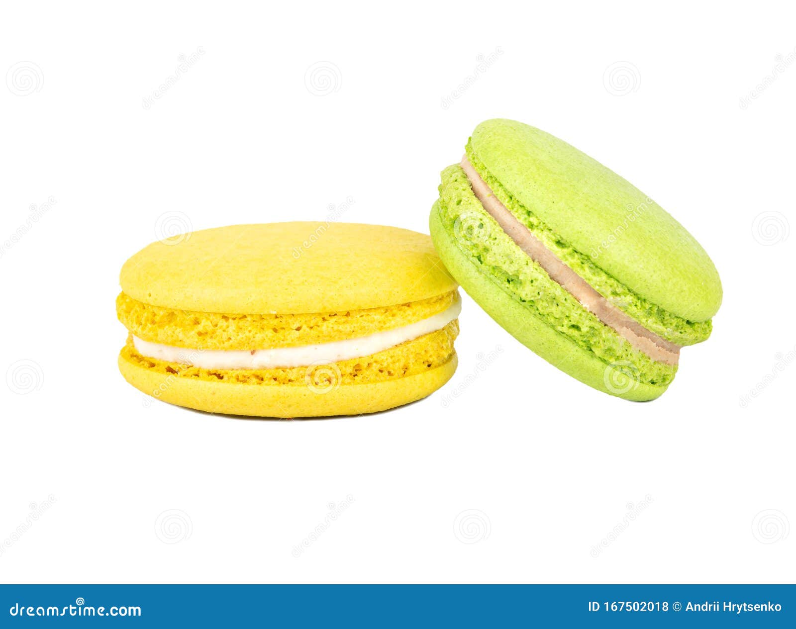 Green and yellow macaroon stock photo. Image of assortment - 167502018