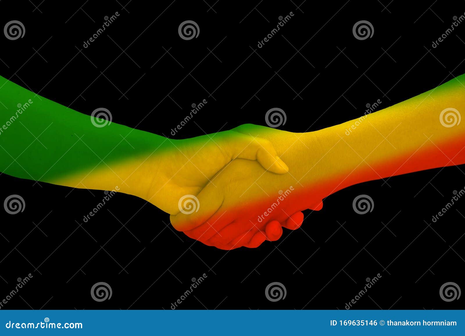 Green Yellow Red on Human Hand Reggae Background Concept Stock ...
