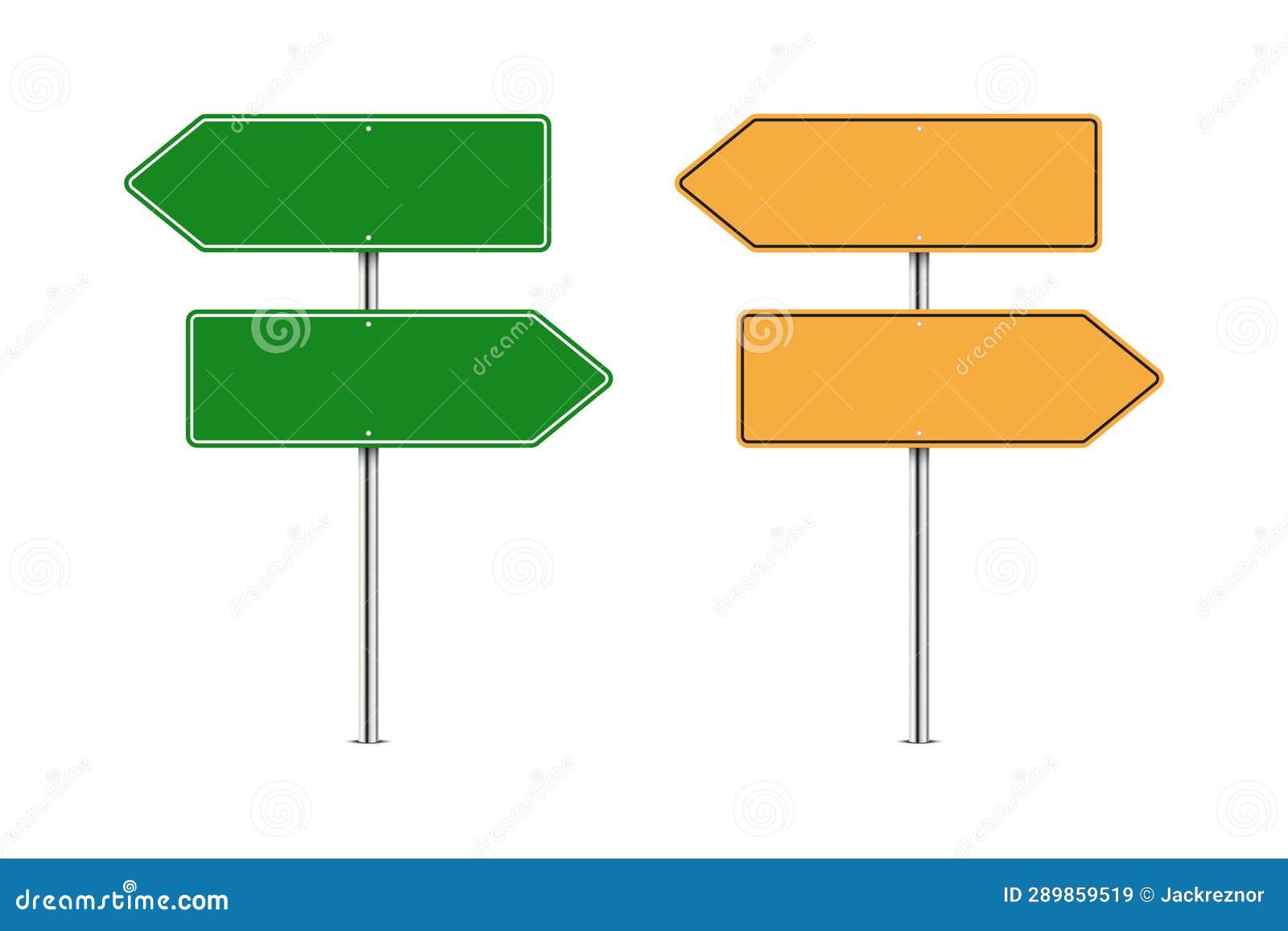 Green and Yellow Road Direction Signs Stock Vector - Illustration of ...