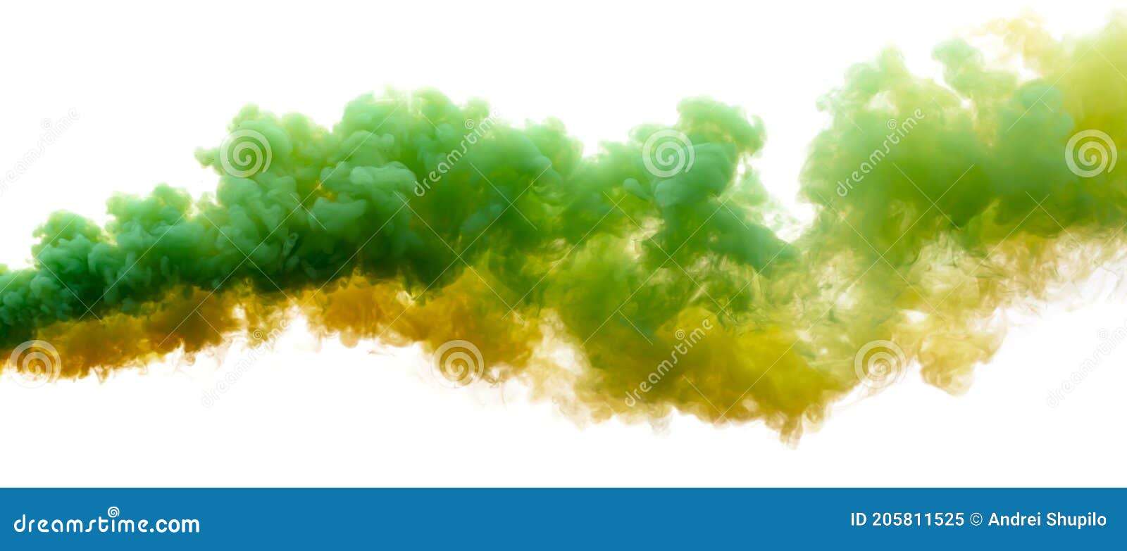 Green and Yellow Smoke Isolated on a White Stock Image - Image of ...