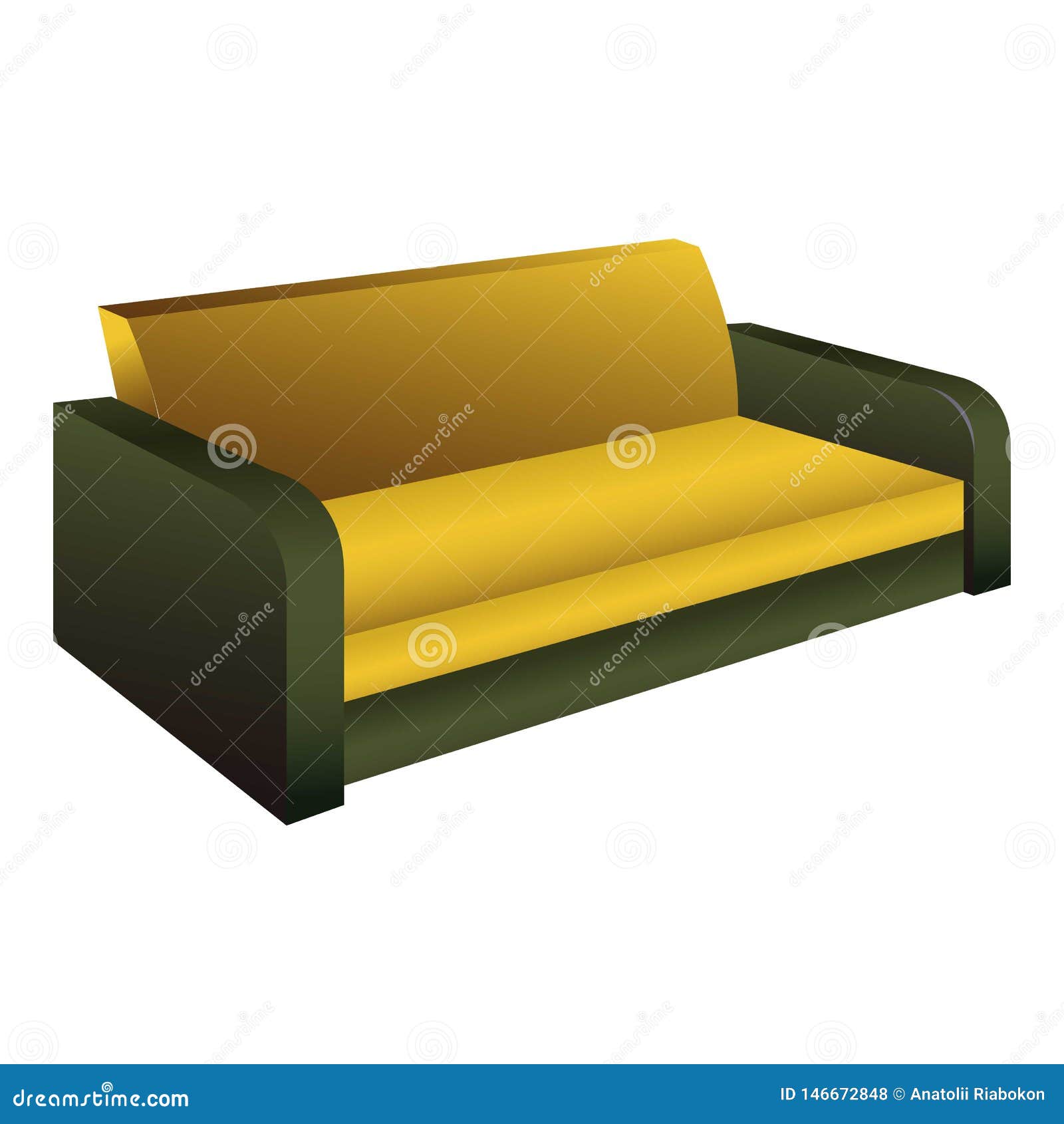 Green Yellow Sofa Icon, Cartoon Style Stock Vector - Illustration of ...