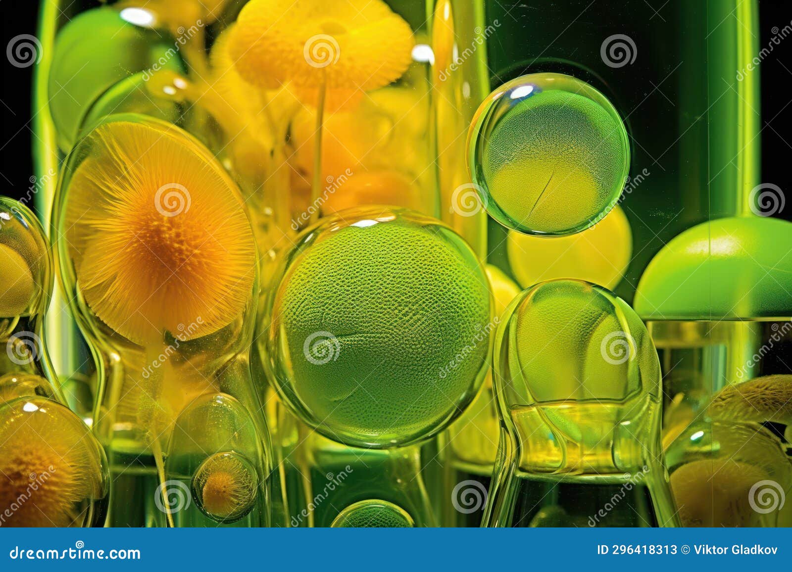 Green and Yellow Spheres and Test Tubes in a Laboratory Setting ...