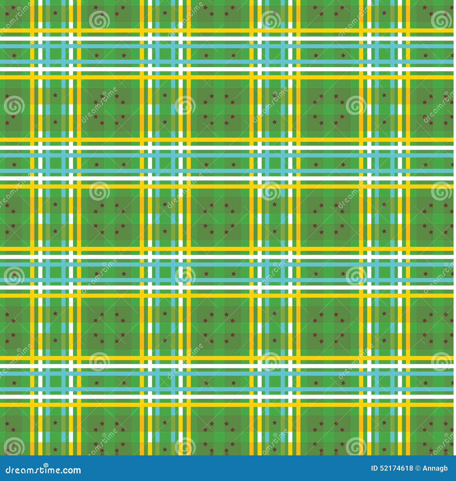Green and Yellow with Star Plaid Pattern Stock Illustration ...