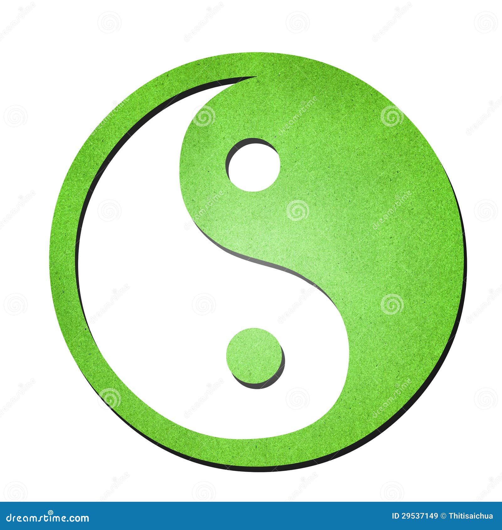 Green Ying Yang Symbol Paper Art on White Stock Image - Image of grunge ...