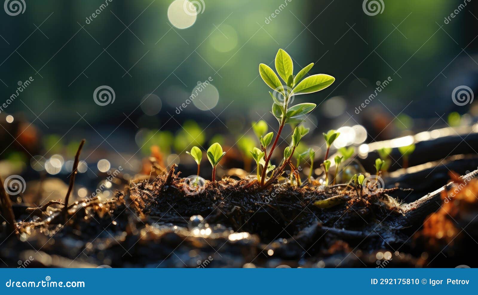 A Green Young Seedling Grows from the Ground. Theme of Gardening and ...