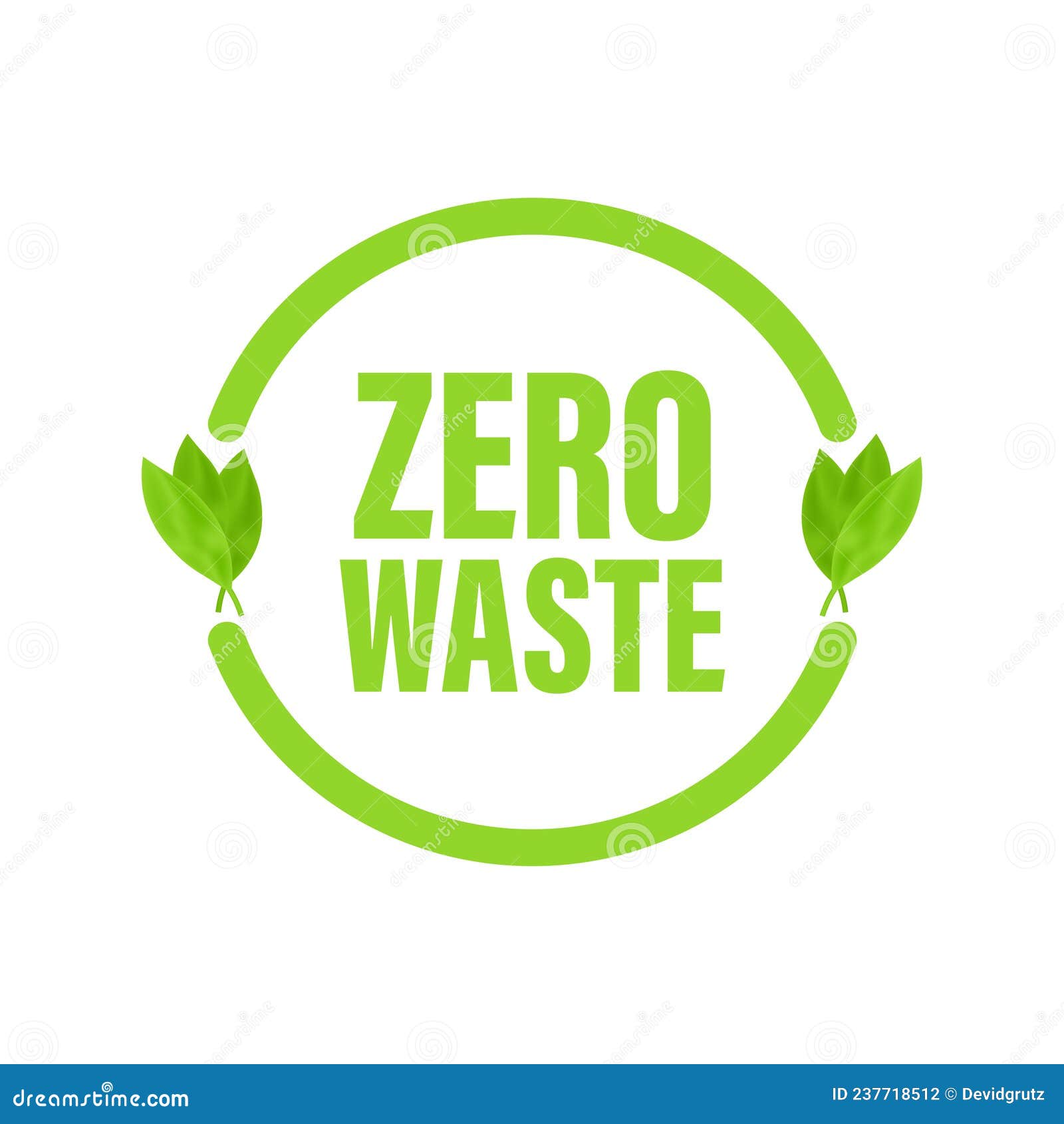 Green Zero Waste Sign. Vector Logo Illustration. Doodle Vector ...