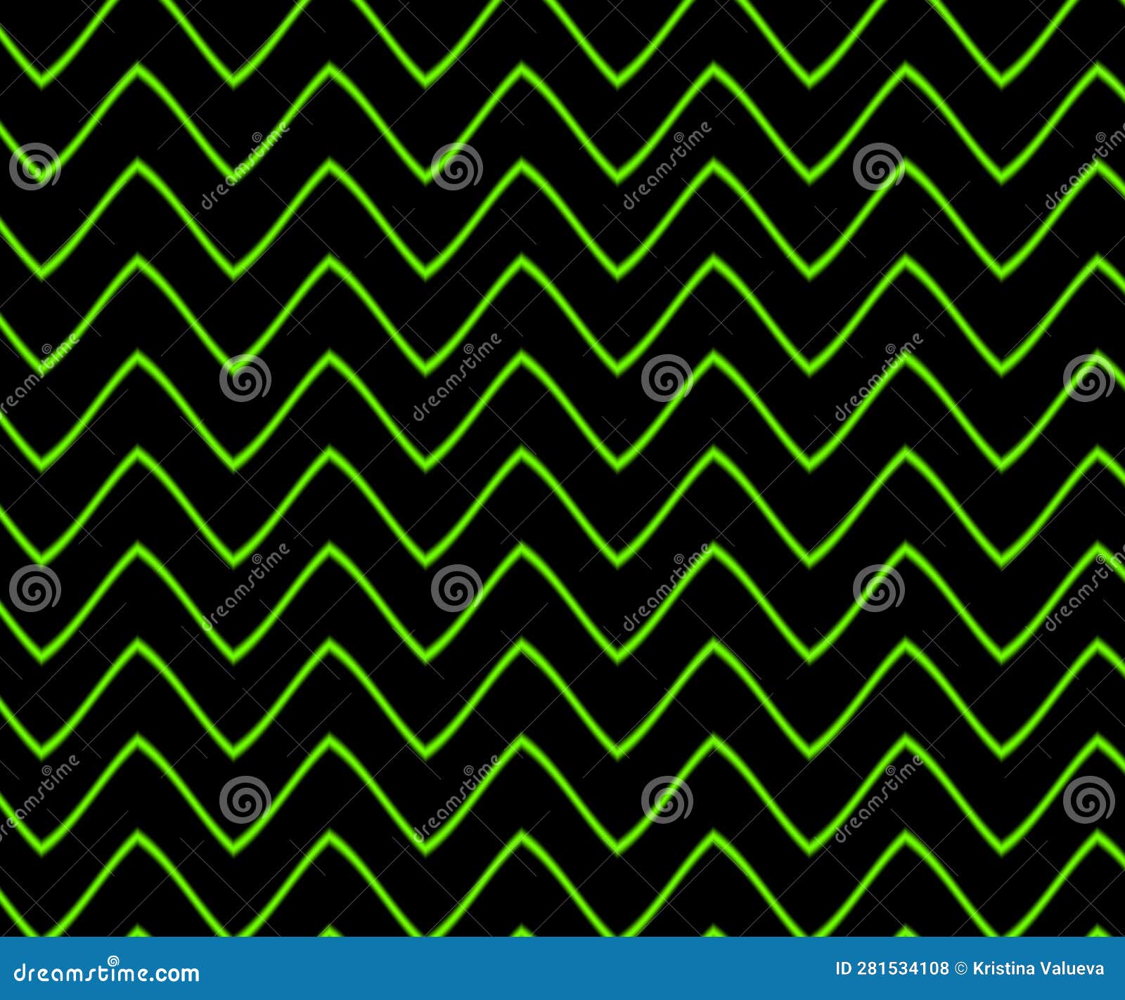 Green Zigzag Lines on Black Background. Seamless Pattern Stock ...