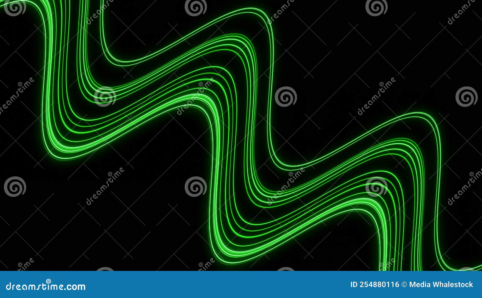 Green Zigzag Moving Stripes Flowing Isolated on a Black Background ...