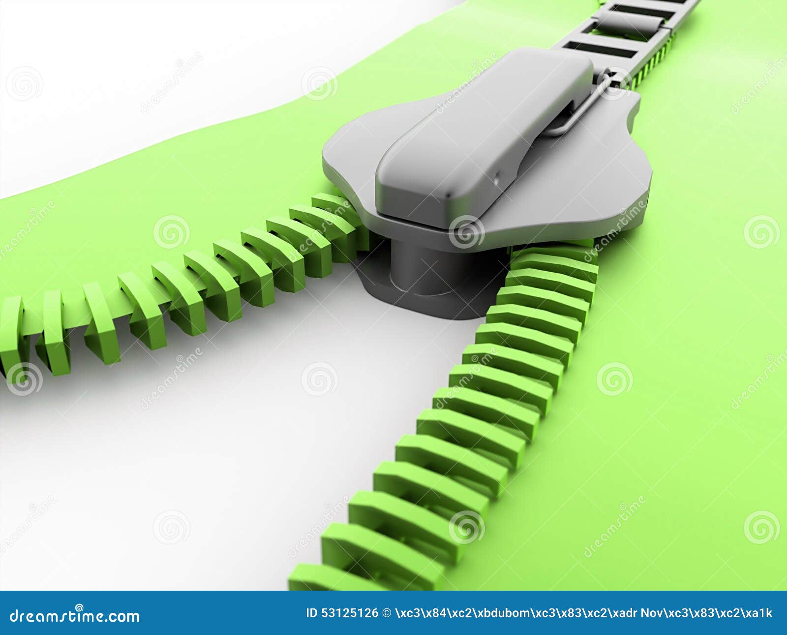 Green zip rendered stock illustration. Illustration of fastening - 53125126