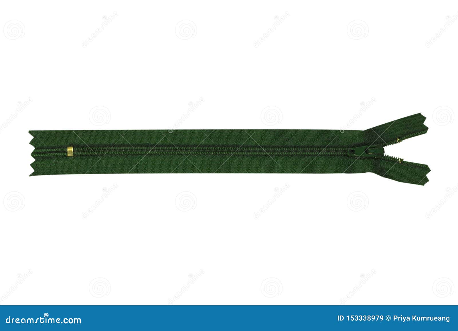 Green Zipper Isolated on White Background. Clipping Path Stock Image ...