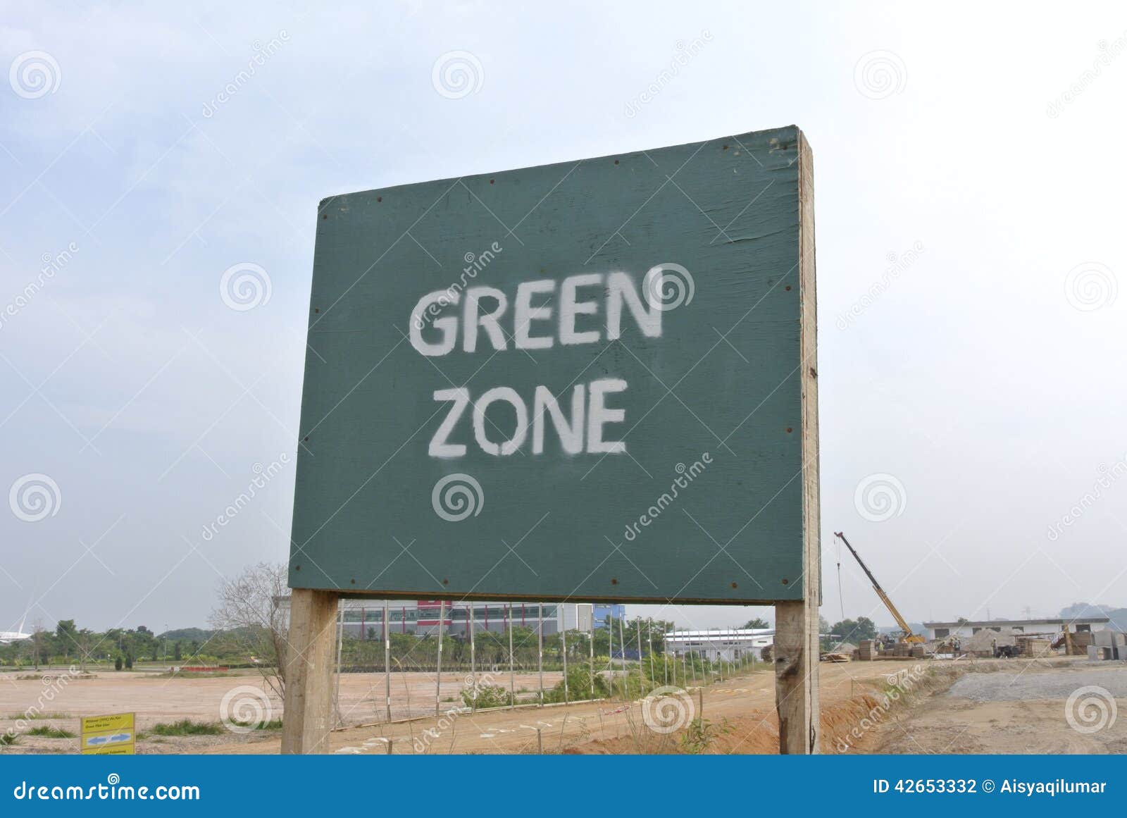Green Zone Signboard at Construction Site Stock Photo - Image of ...
