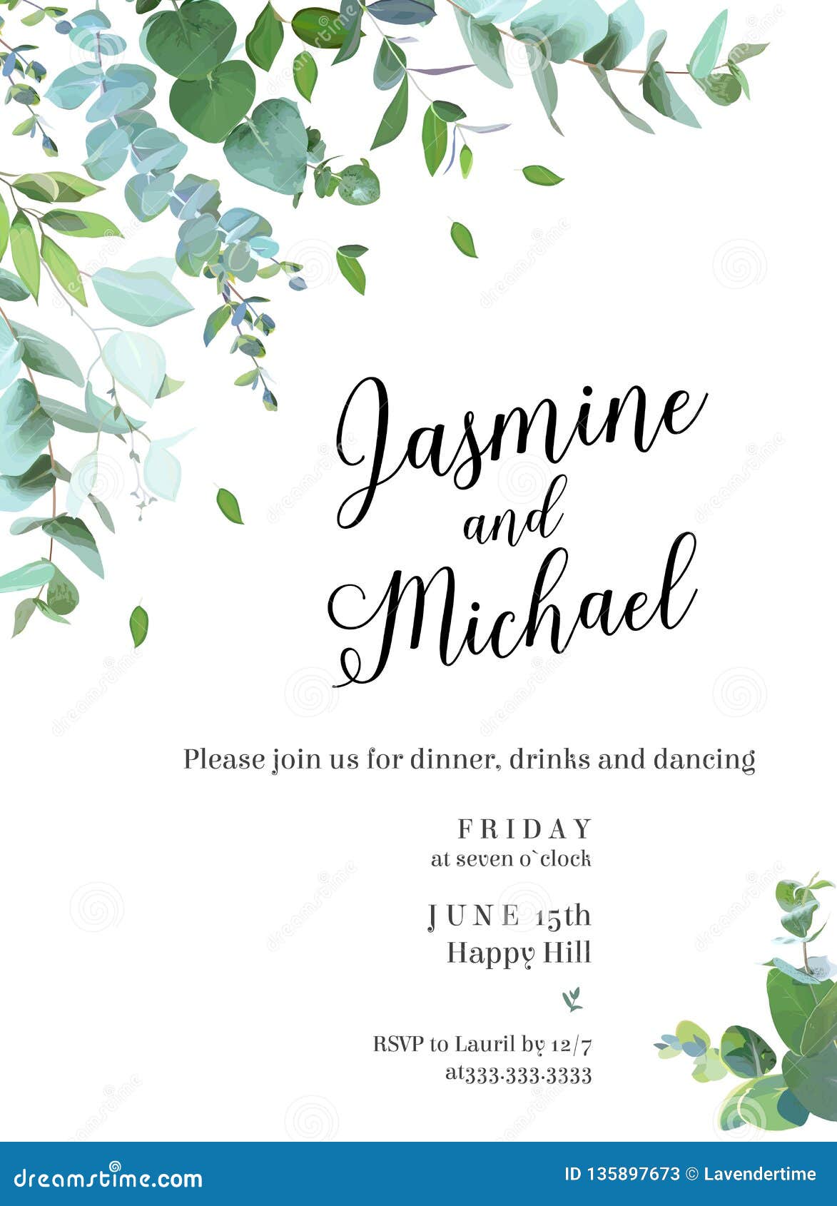 Botanical Wedding Invitation Card Template Design, Platycodon Or ...