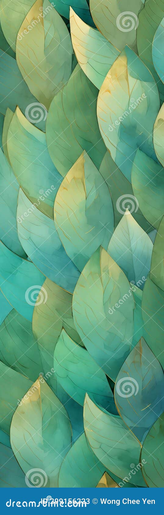 Greenery Broad Leaf Vertical Pattern Wallpaper Illustration Stock ...