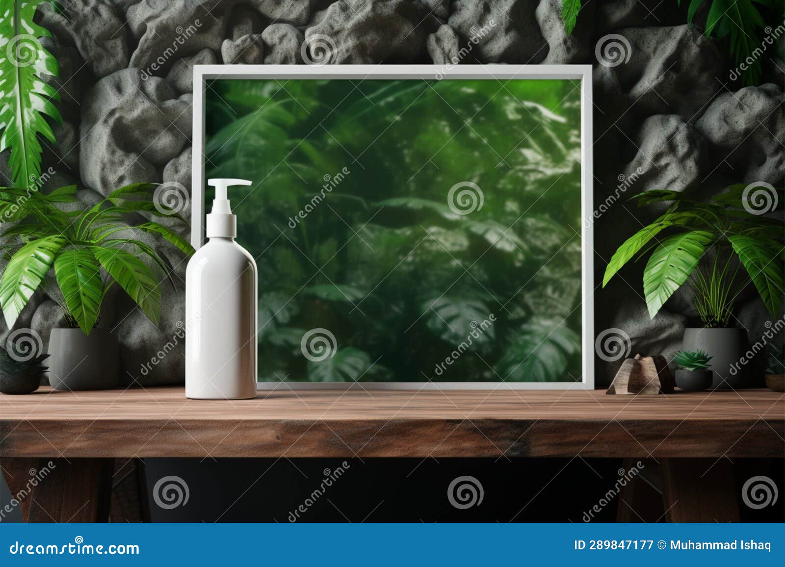 Greenery Complements the Office Desk with an Empty Photo Frame Stock ...