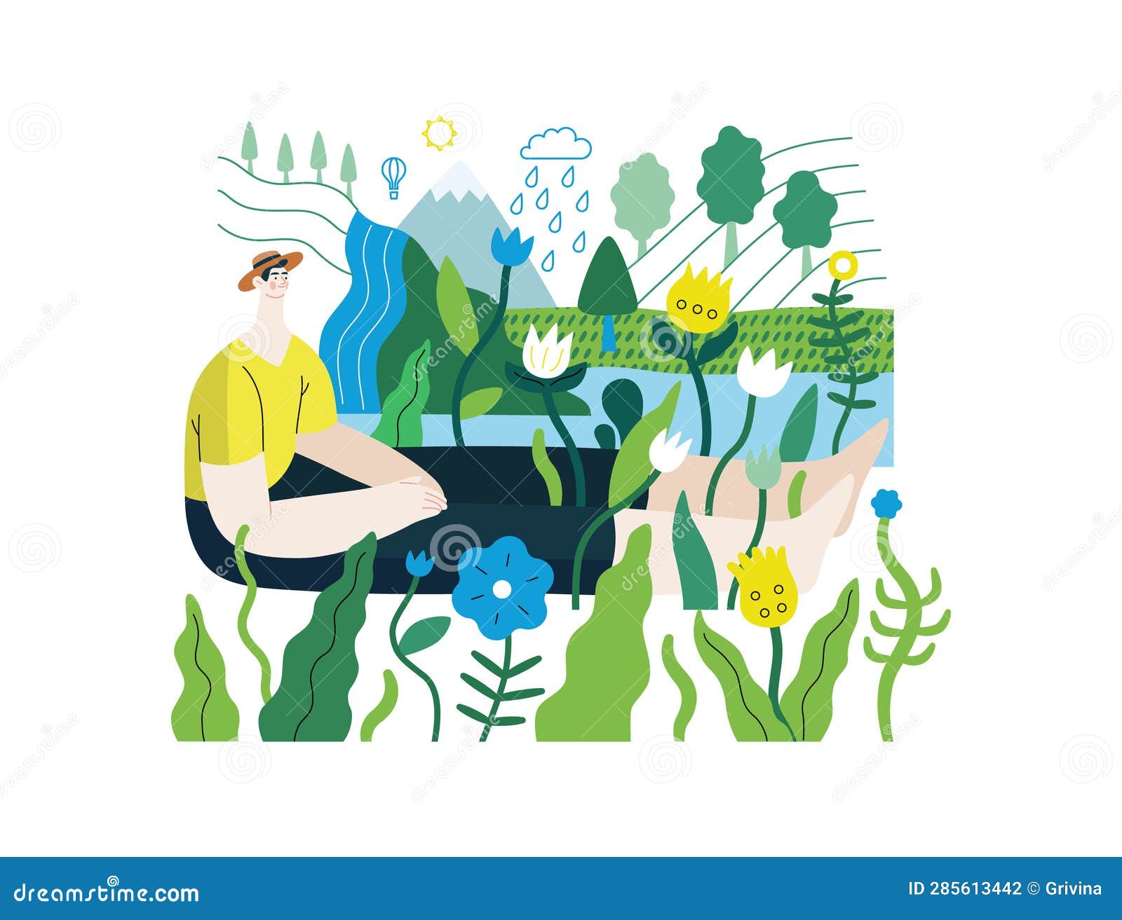 Greenery, Ecology Flat Vector Illustration Stock Vector - Illustration ...