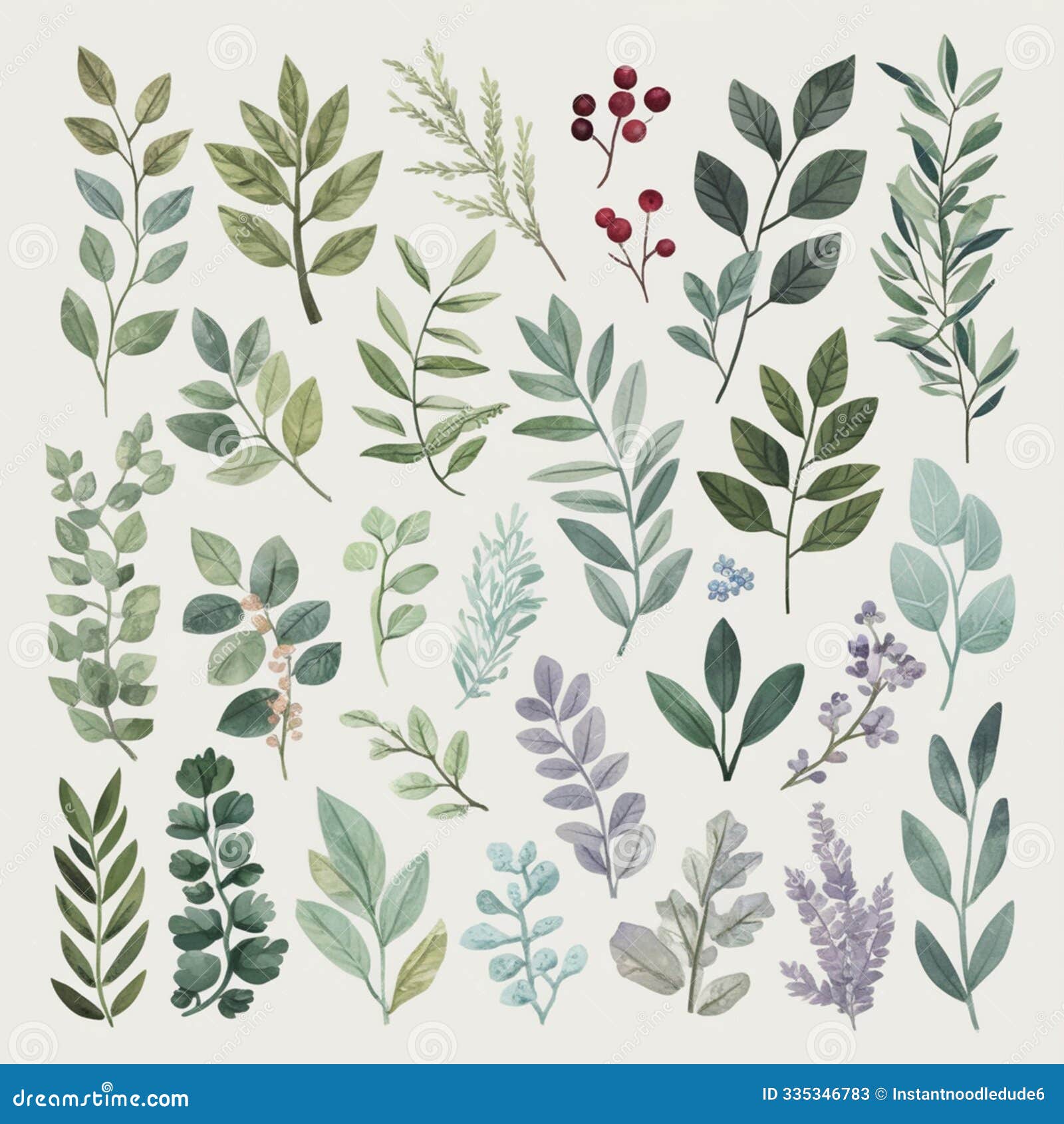 Greenery Elements. Leaves Branches Foliage Wedding Plants, Vintage ...