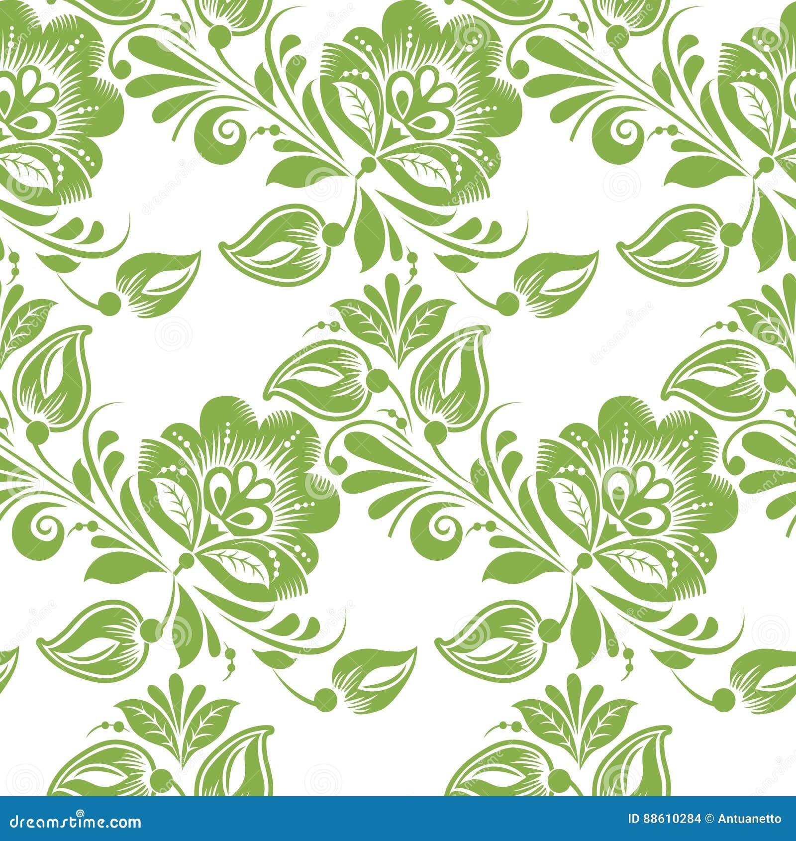 Greenery Floral Leaves Seamless Pattern Background Stock Vector ...