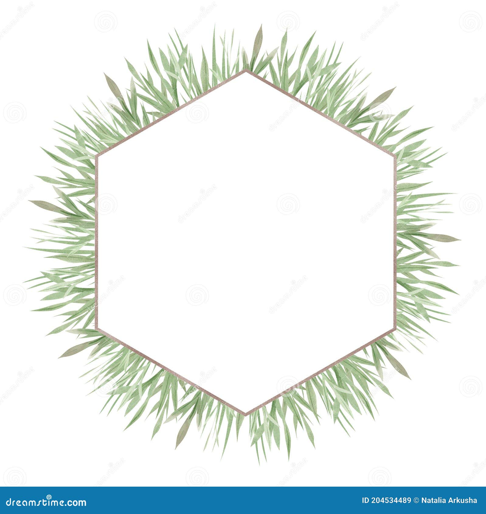 Greenery Frame, Green Leaves and Branches, Watercolor Design Elements ...