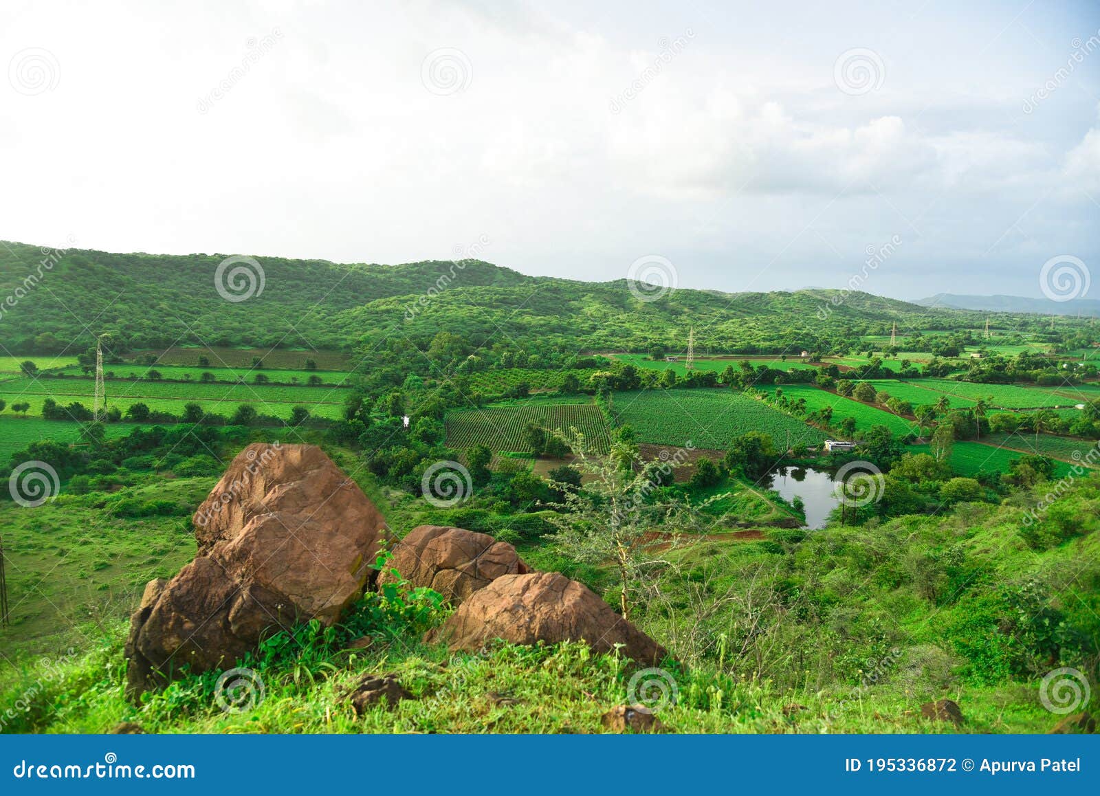 Greenery Landscape of India . Beautiful Nature with Mountain and Field ...