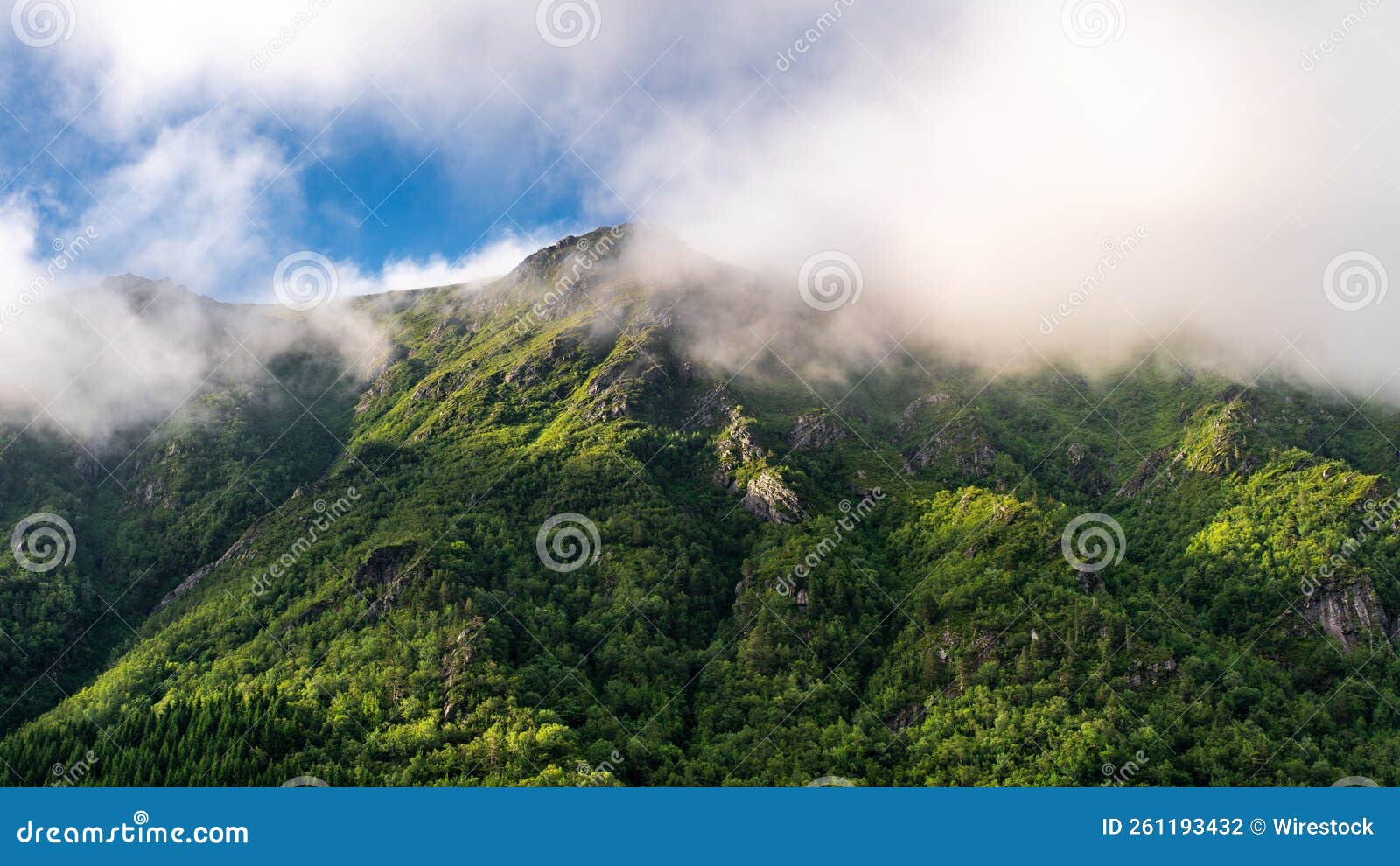 Greenery Mountain S Peak Covered with the Clouds Stock Photo - Image of ...
